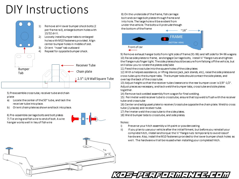 91-96 GM Wagon DIY Hitch Kit – ENGINEERED PERFORMANCE SOLUTIONS